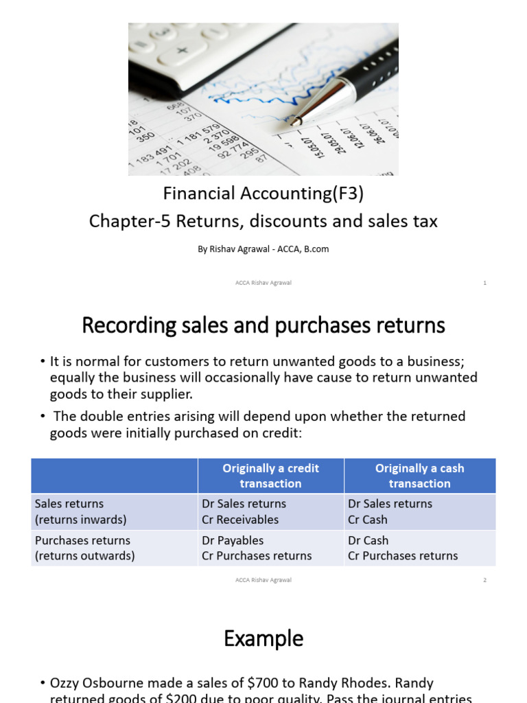 5 Returns Discounts, Sales Tax | PDF | Debits And Credits | Taxes