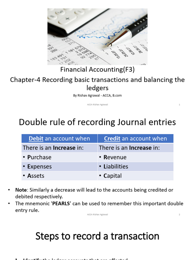 4 Recording Basic Transactions and Balancing The Ledgers | PDF | Debits ...