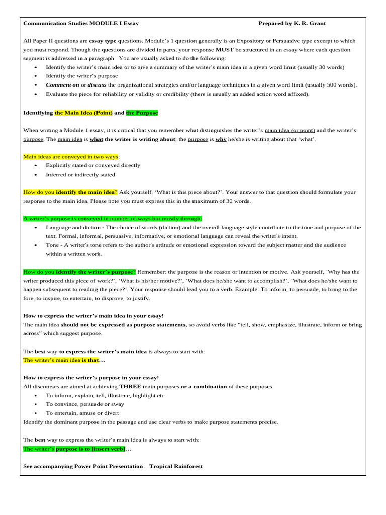 Module 1 Essay Prep Part 1 | PDF | Essays | Communication