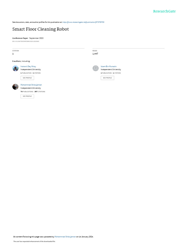 Smart Floor Cleaning Robot | PDF | Arduino | Vacuum Cleaner