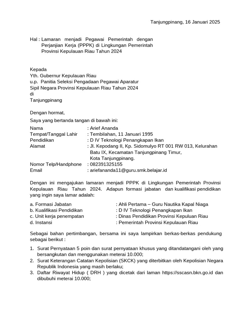 Surat Lamaran Fix. | PDF