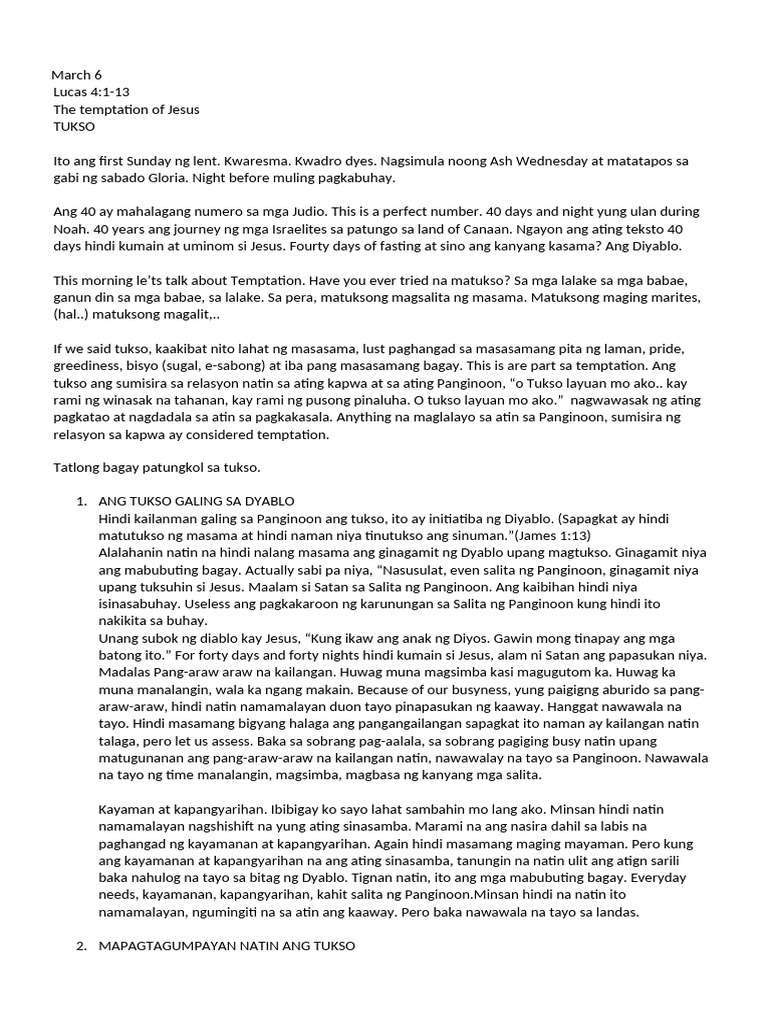 1st Sunday in Lent | PDF