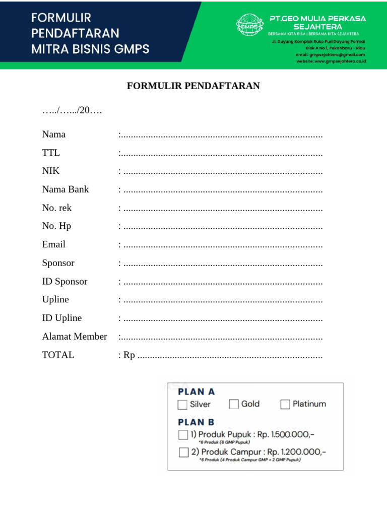 Formulir Pendaftaran Hani 2 | PDF