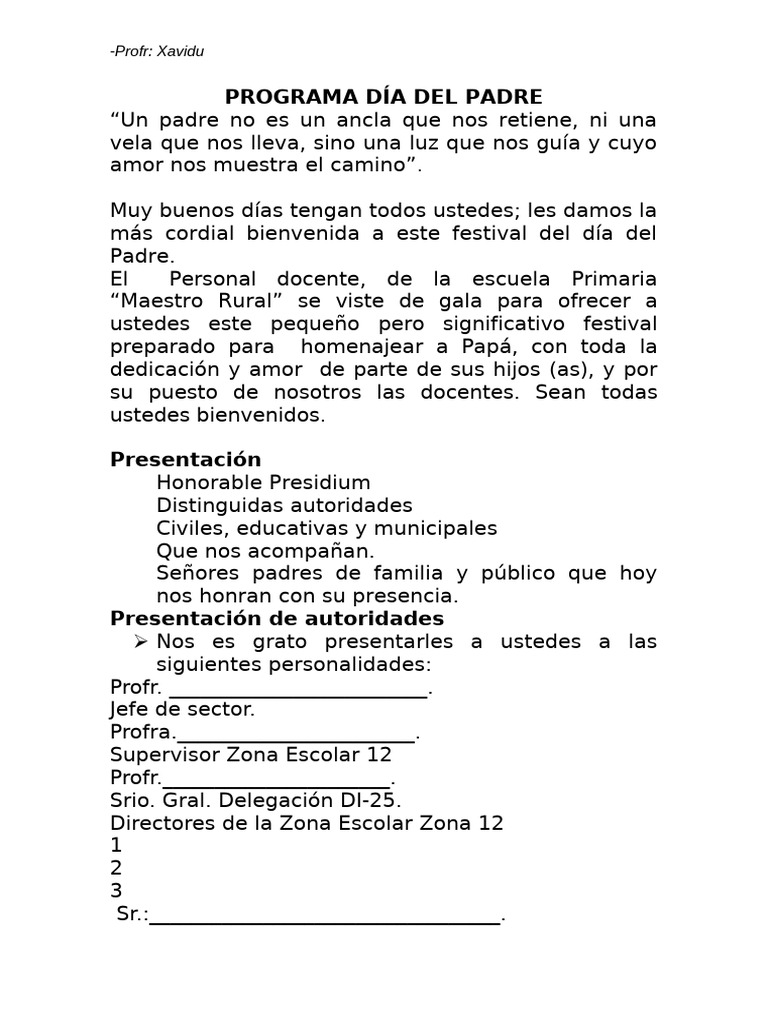 Programa Dia Del Padre 24 | PDF