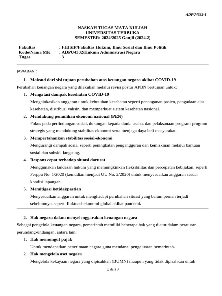 Soal Adpu4332 Tmk3 1 | PDF