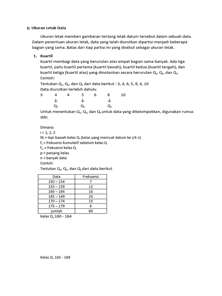 Ukuran Letak Data: Kuartil, Desil, Persentil | PDF