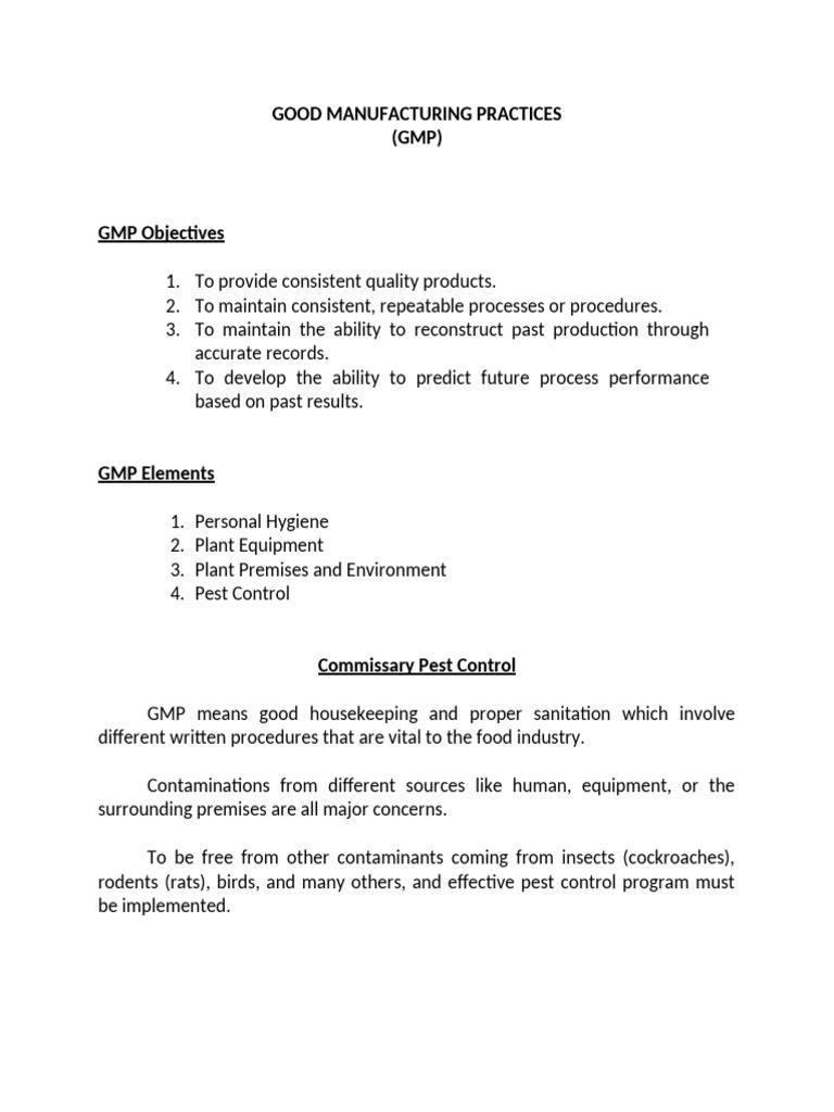 GMP & Pest Control for Food Safety | PDF | Pest Control | Pesticide