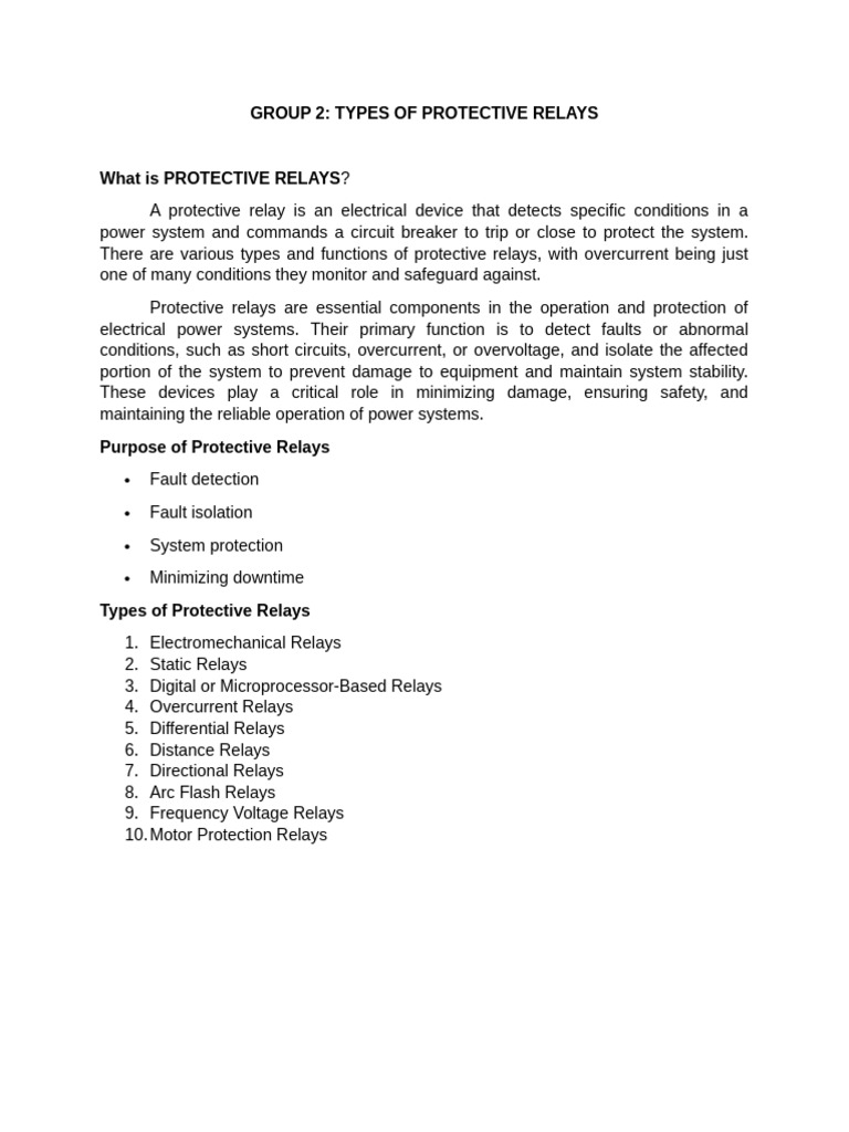 Protective Relays Overview | PDF | Relay | Electric Power System