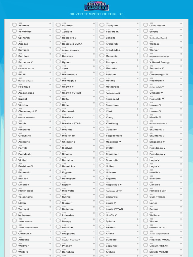 Silver Tempest Pokémon Card List | PDF | Fictional Rodents | Nintendo ...