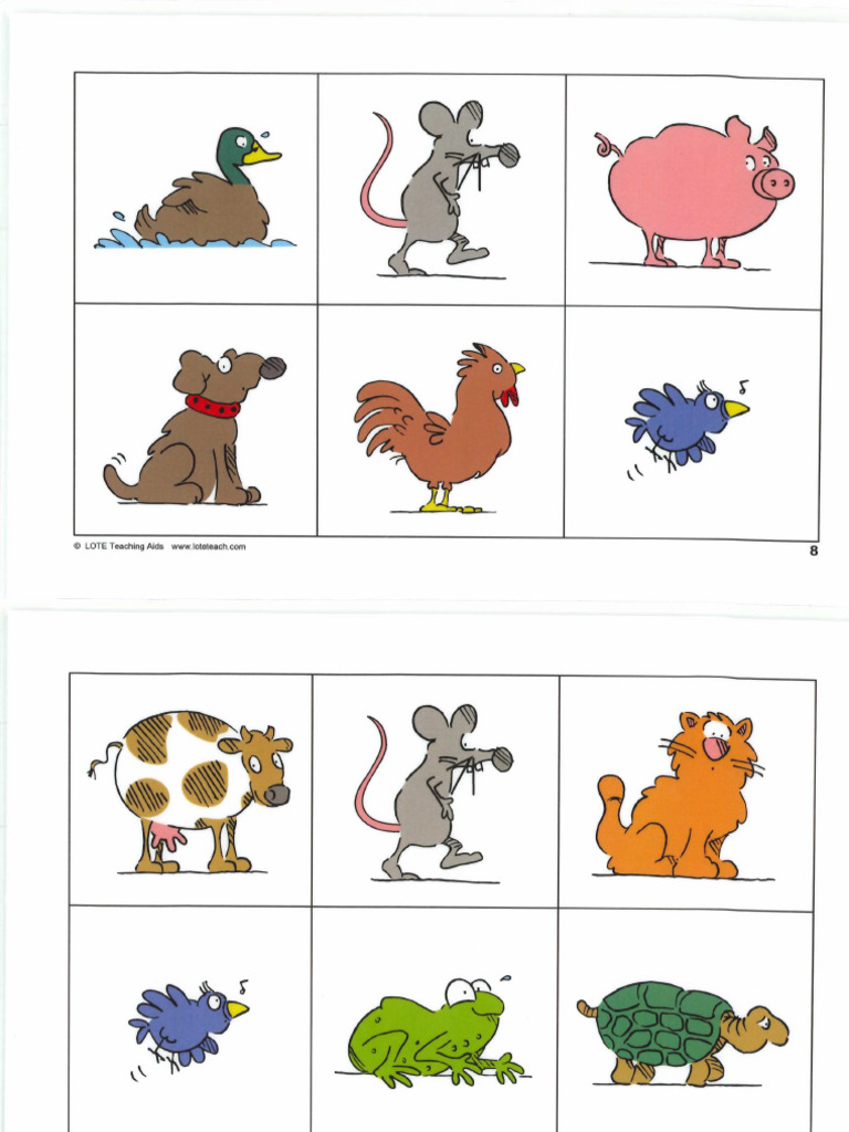 French Bingo Les Animaux Card Player Sheets | PDF