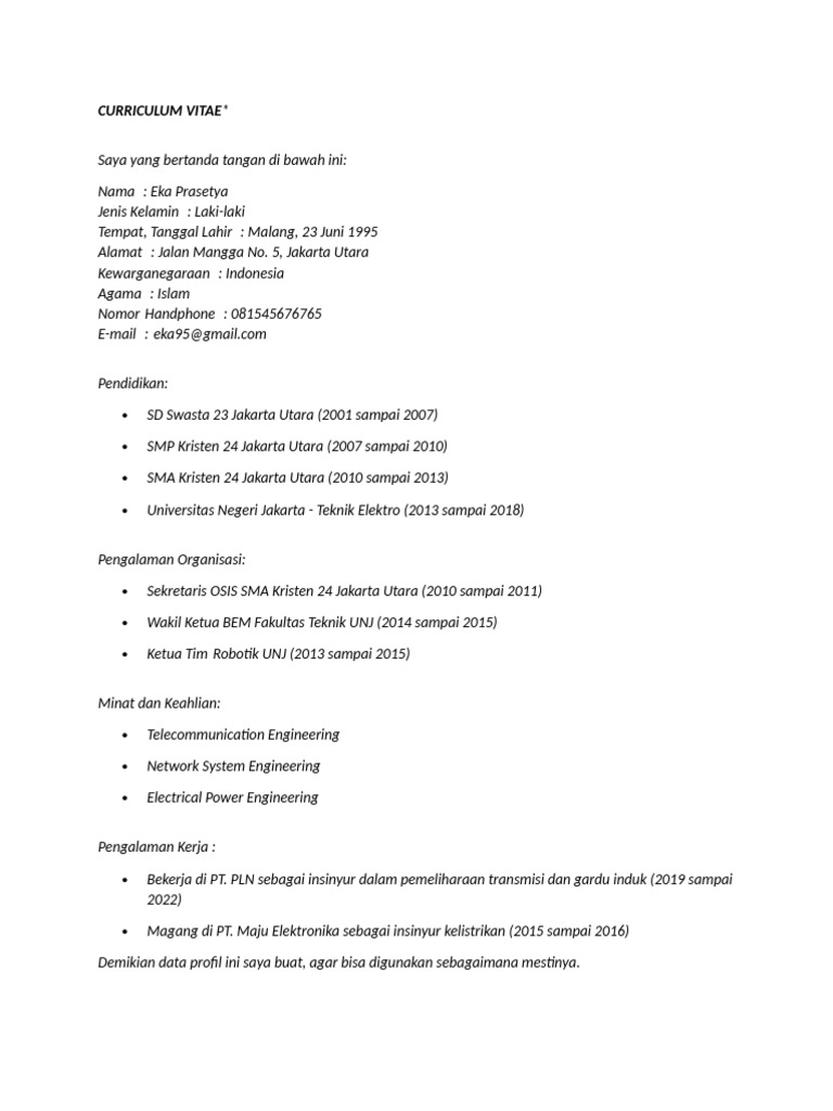 CV Eka Prasetya: Insinyur Elektro Indonesia | PDF