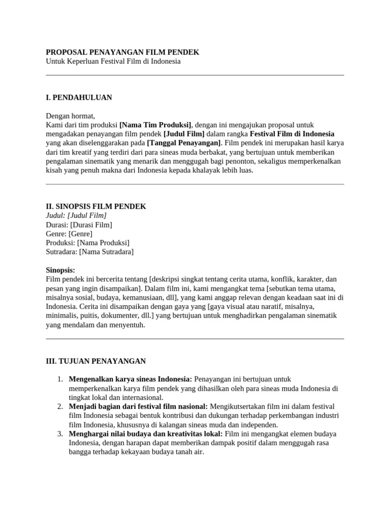 Proposal Penayangan Film Pendek | PDF