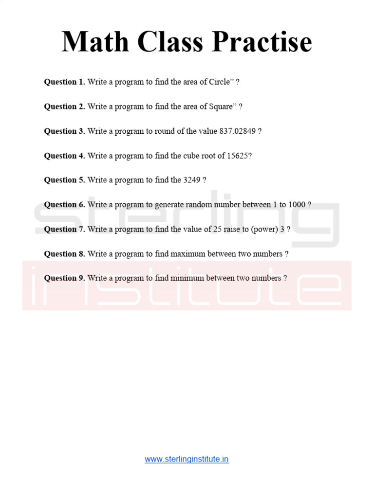 Math Class Practice | PDF