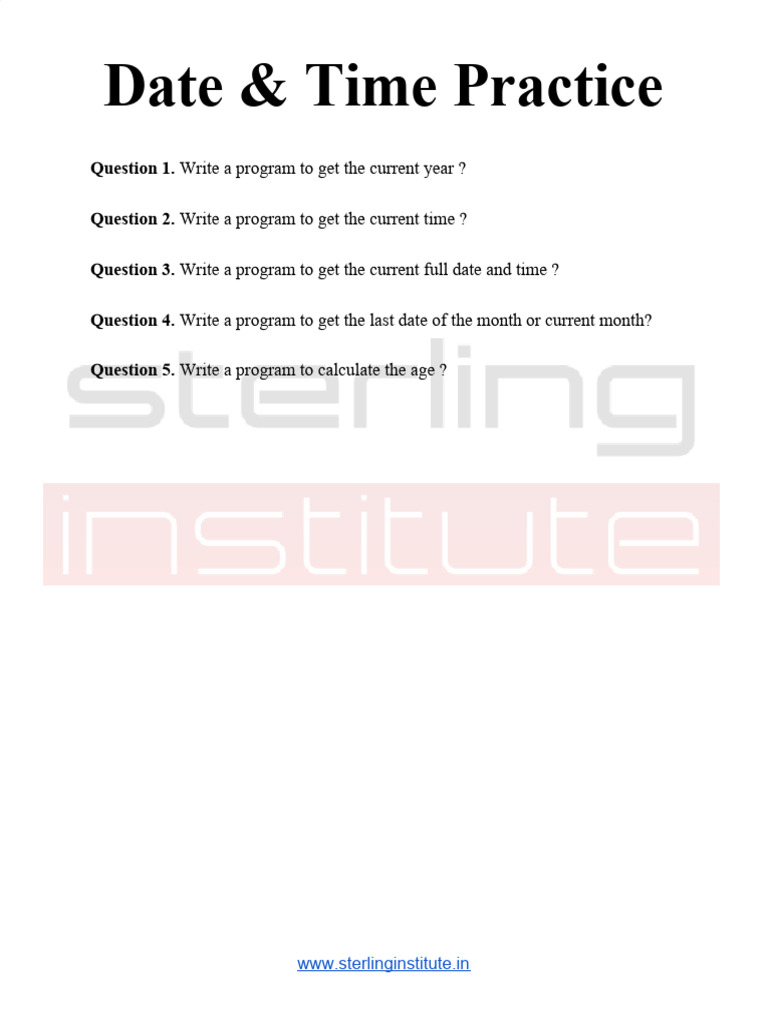 Date and Time Practice | PDF