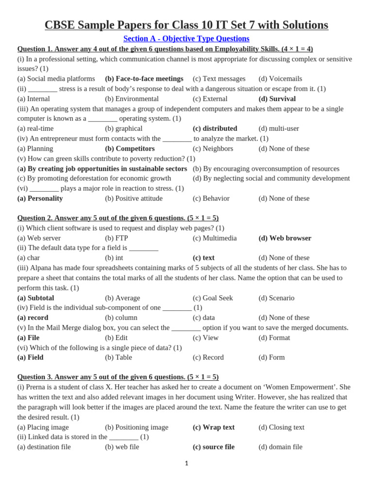 Set (7) - Computer QP With Solutions | PDF | Databases | Entrepreneurship