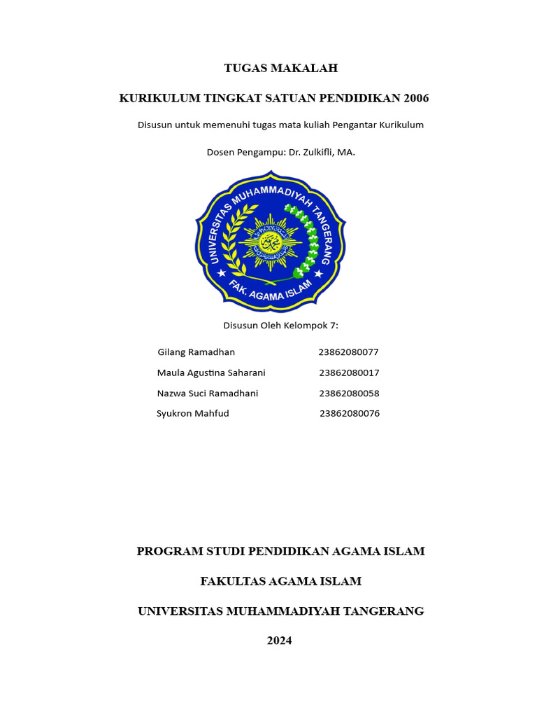 Kelompok 7 Kurikulum Tingkat Satuan Pendidikan (KTSP) | PDF