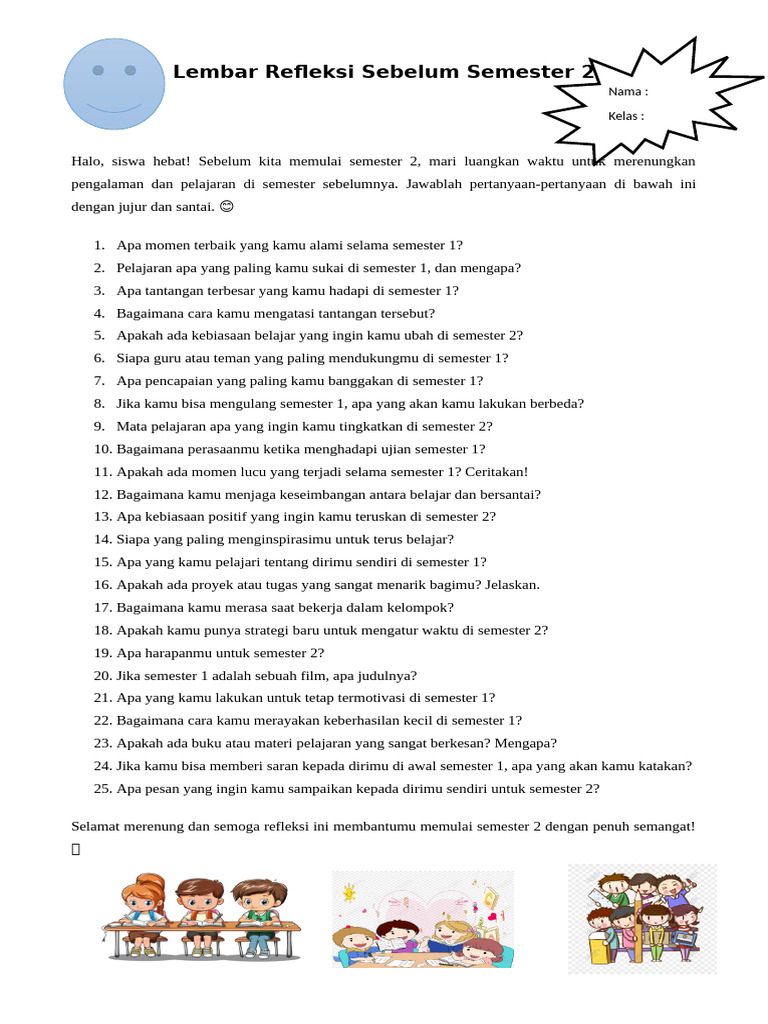 Refleksi Awal Semester 2 Siswa | PDF