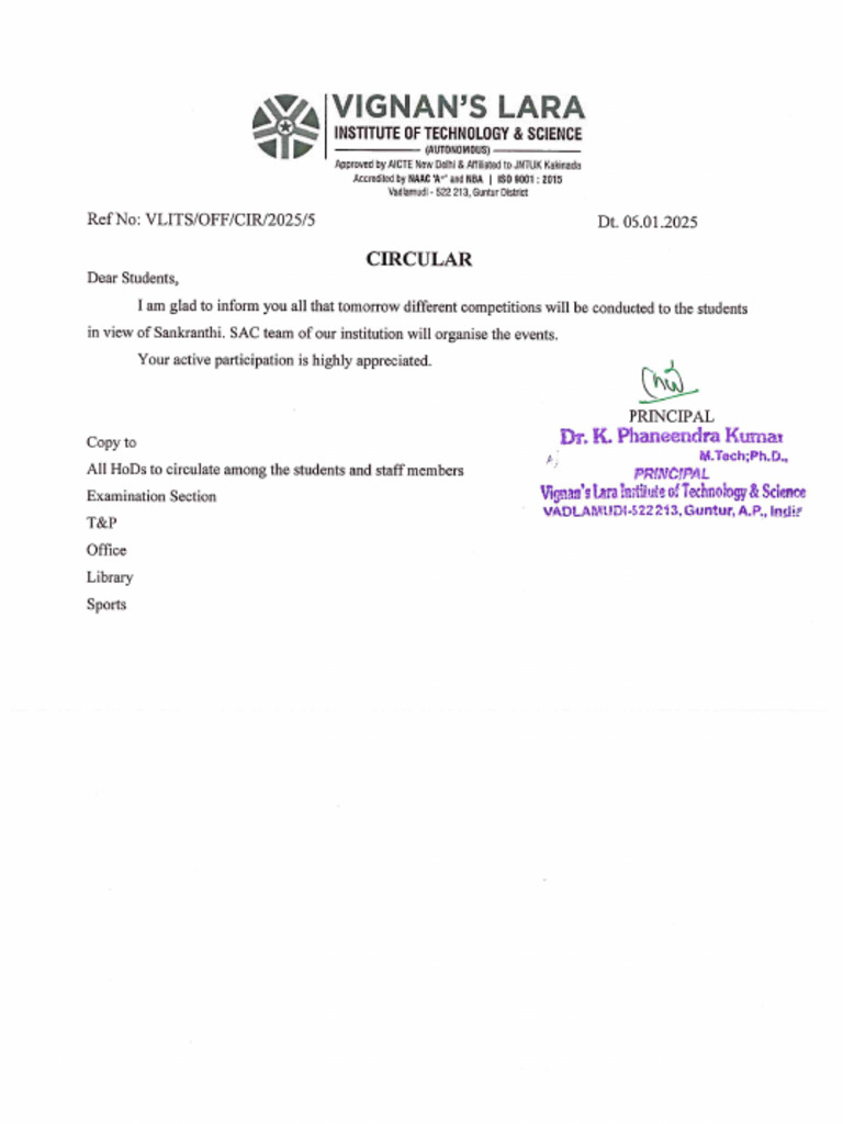 Sankranthi Events Circular | PDF