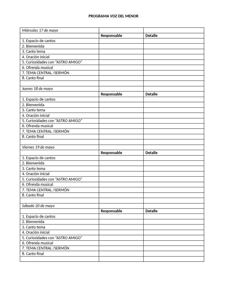 Programa Modelo Voz Del Menor | PDF
