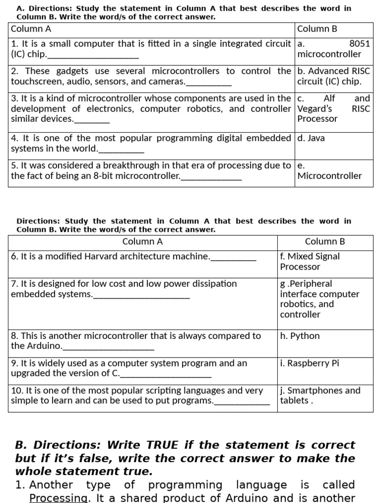 Robotics Quiz For The Better Understanding | PDF | Microcontroller ...