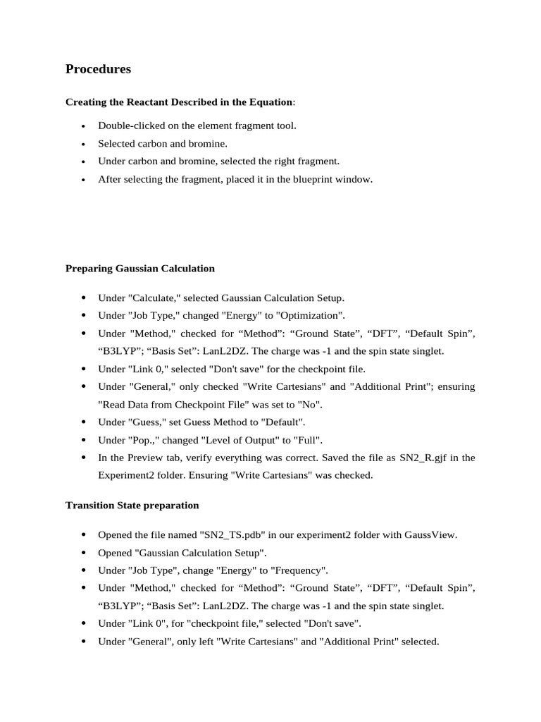 Procedures Ex 2 | PDF | Density Functional Theory | Computing