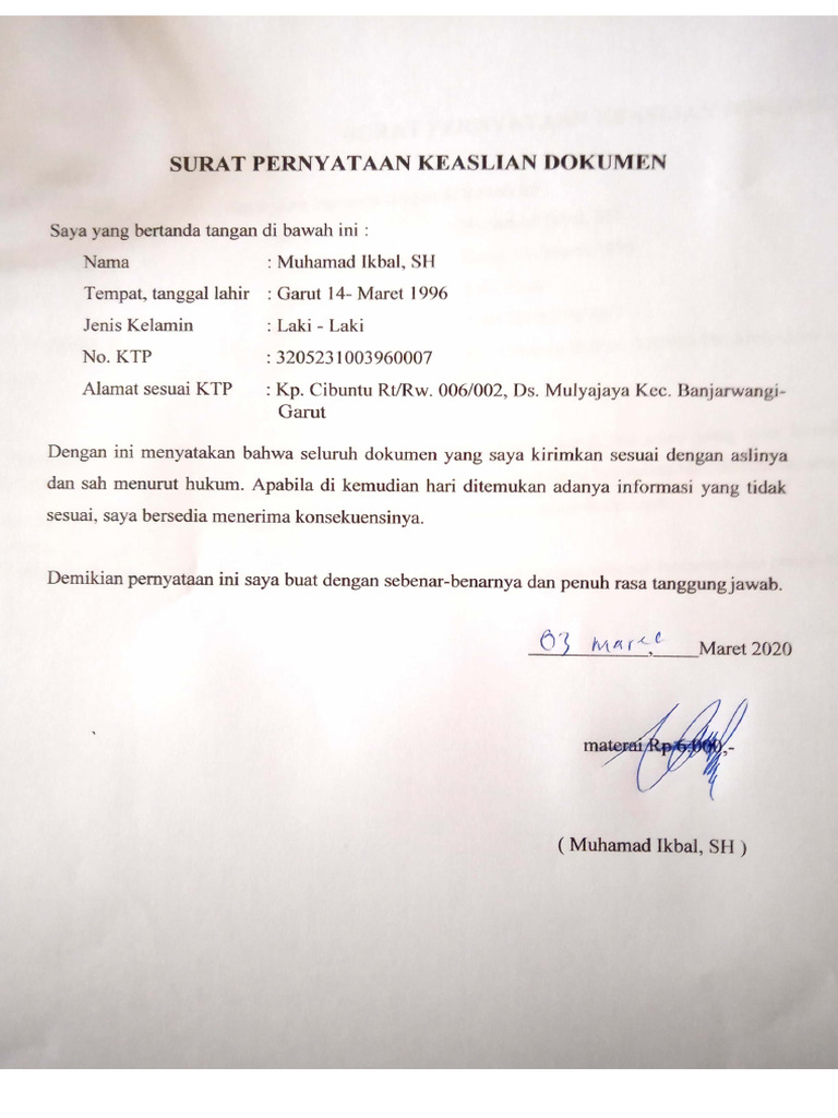 Keaslian Dokumen | PDF