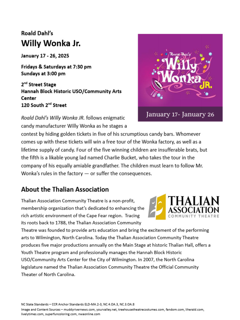 Willy Wonka Jr. Performance & Activities | PDF | Confectionery | Sugar ...