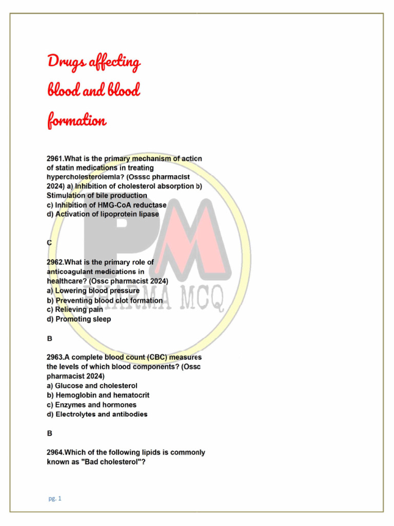 Drugs Affecting Blood and Blood Formation (2961-3020) | PDF