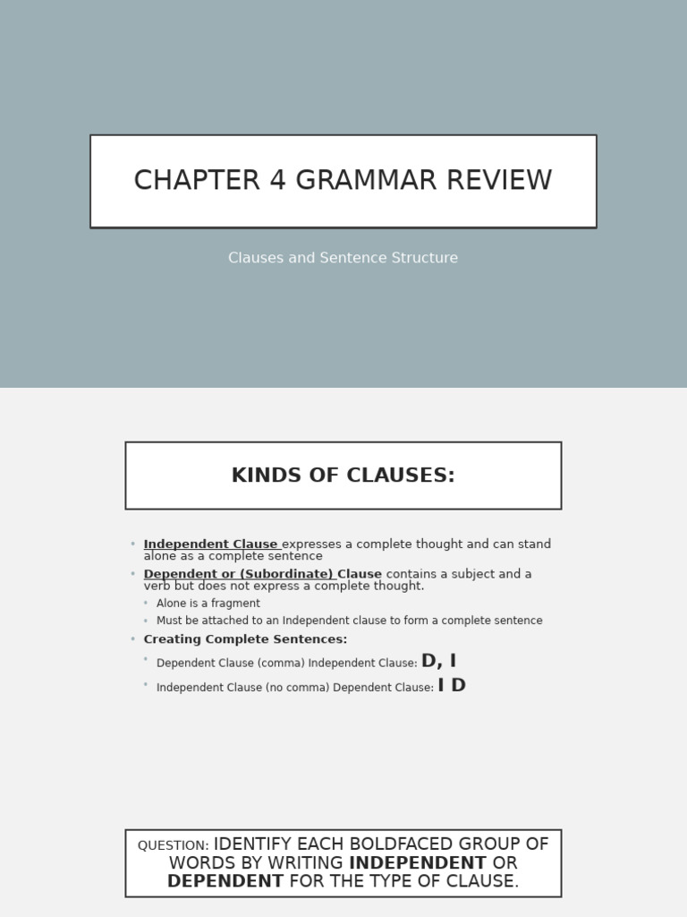 Chapter 4 Grammar Review | PDF | Clause | Adverb