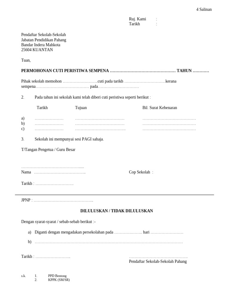 Borang Permohonan Cuti Peristiwa | PDF