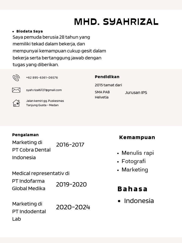 Profil MHD. Syahrizal: Marketing Berpengalaman | PDF