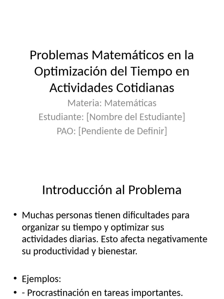 Problemas Optimizacion Tiempo | PDF | Optimización Matemática | Matemáticas