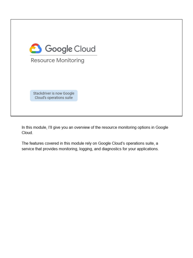 Google Cloud Operations Suite Overview | PDF | Cloud Computing | Debugging