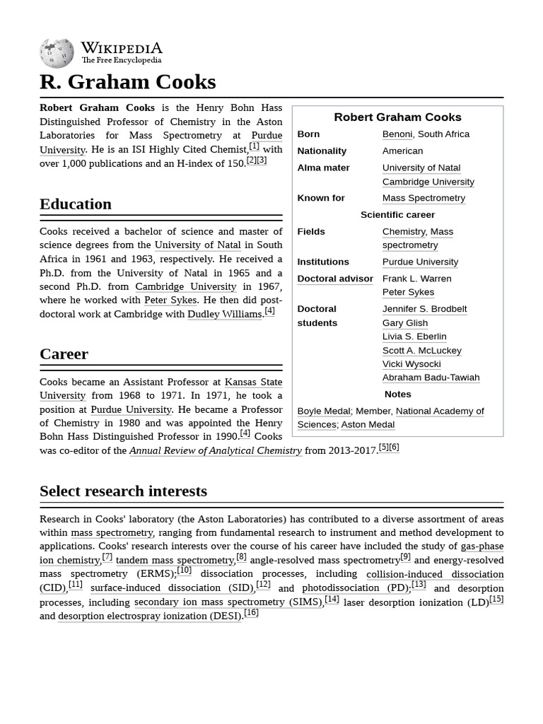 R._Graham_Cooks | PDF | Mass Spectrometry | Tandem Mass Spectrometry