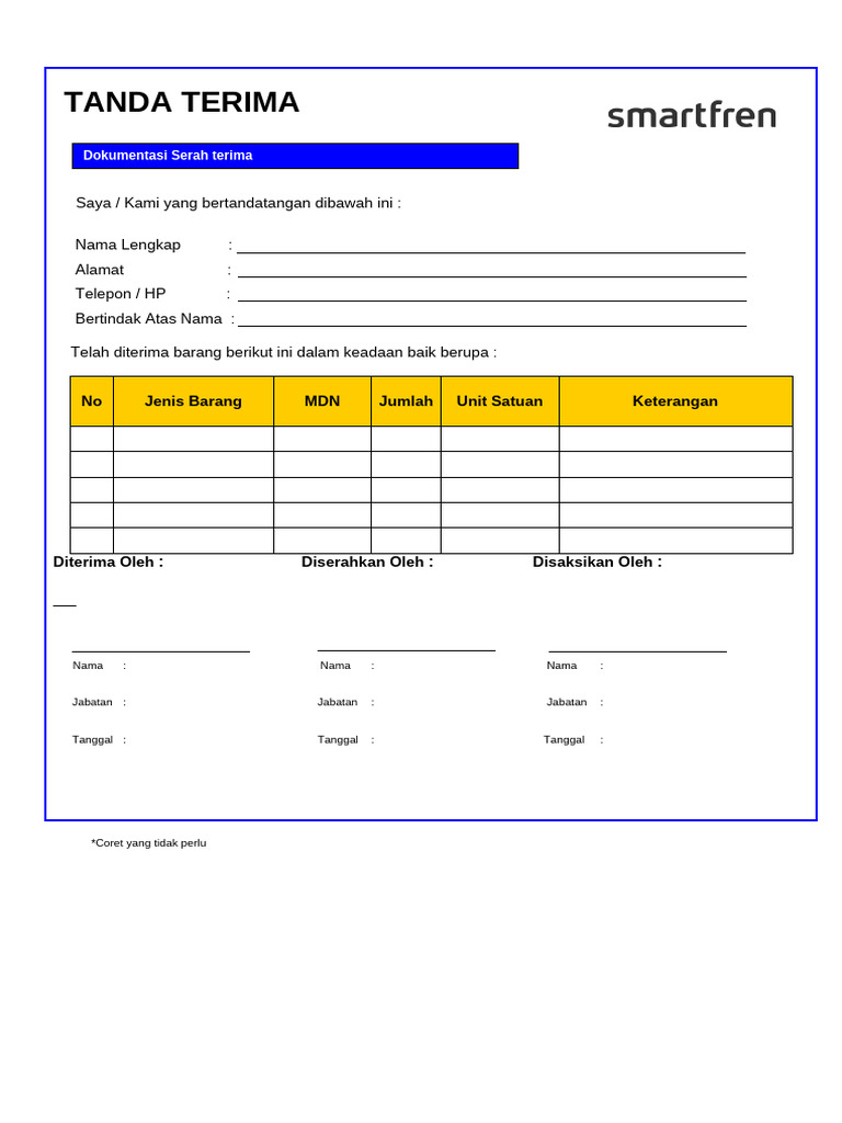 Form Tanda Terima | PDF