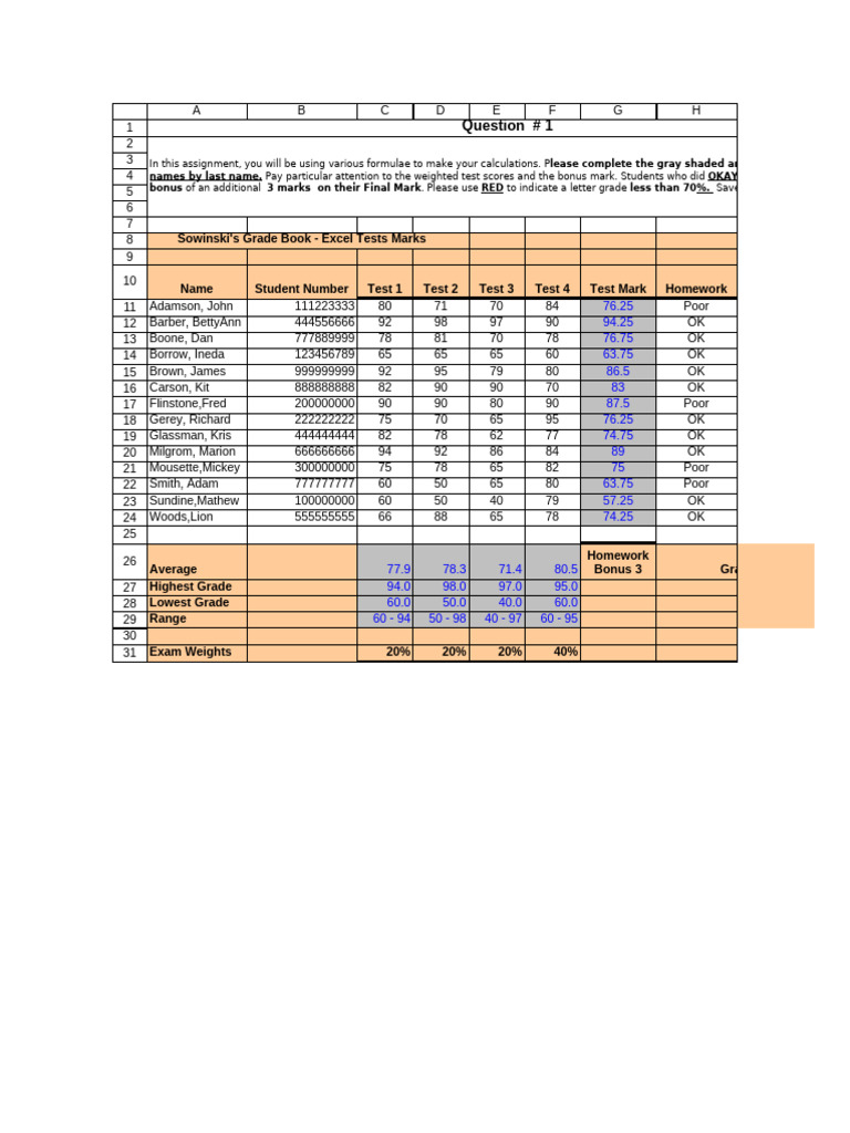 Grade Book Analysis and Calculations | PDF | Educational Assessment And ...