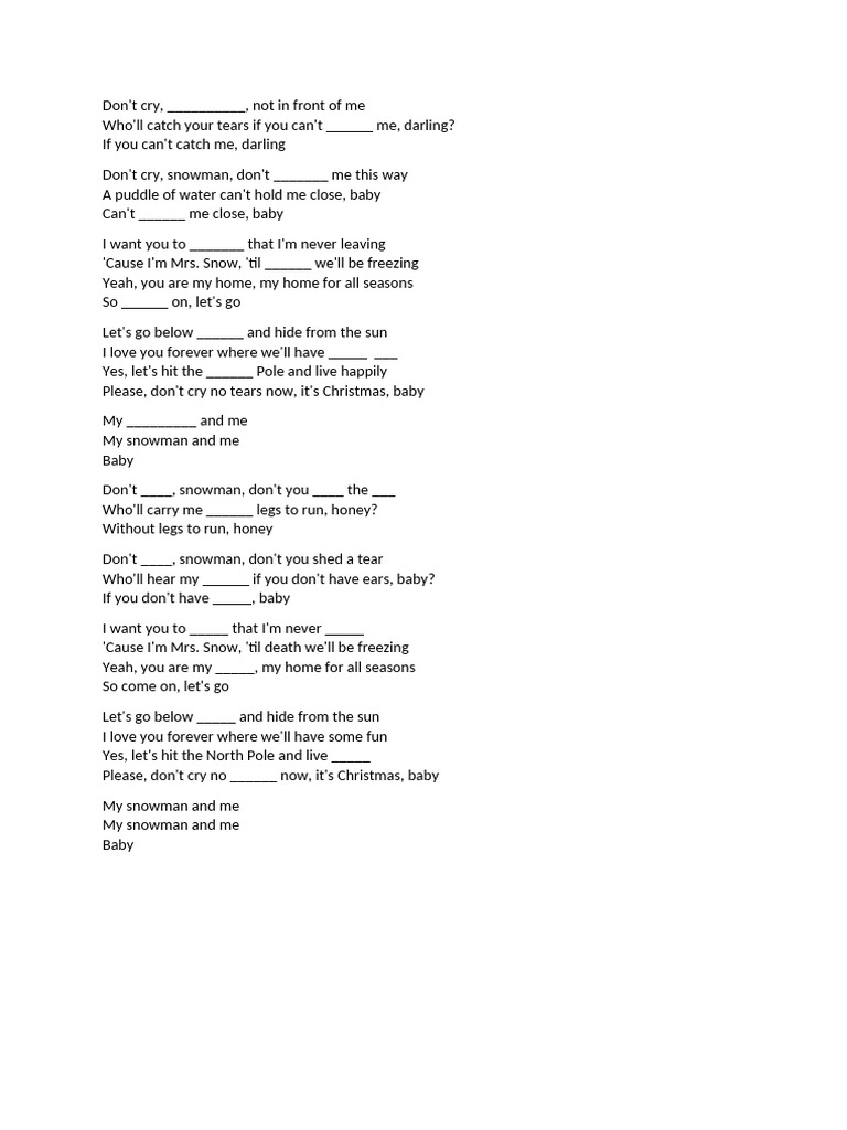 Sia's Snowman Lyrics Overview | PDF