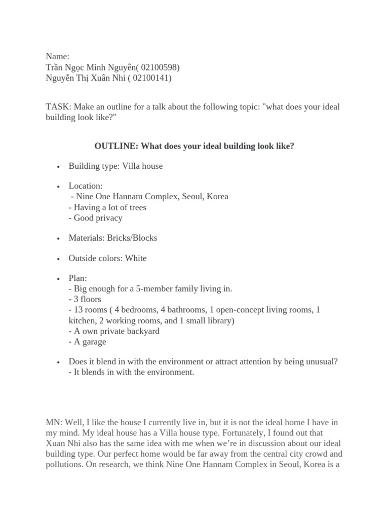 Unit Assignment Page 35 36 Outline - Tran Ngoc Minh Nguyen - Nguyen Thi Xuan Nhi | PDF