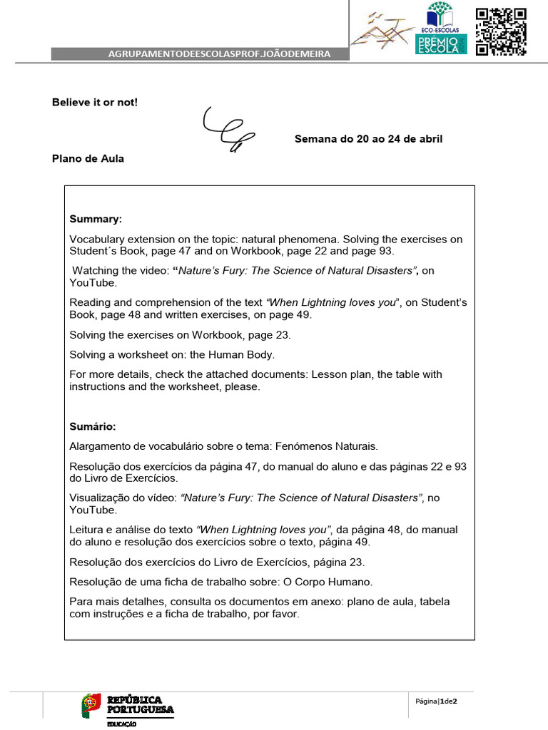 Lesson plan 1 2 | PDF