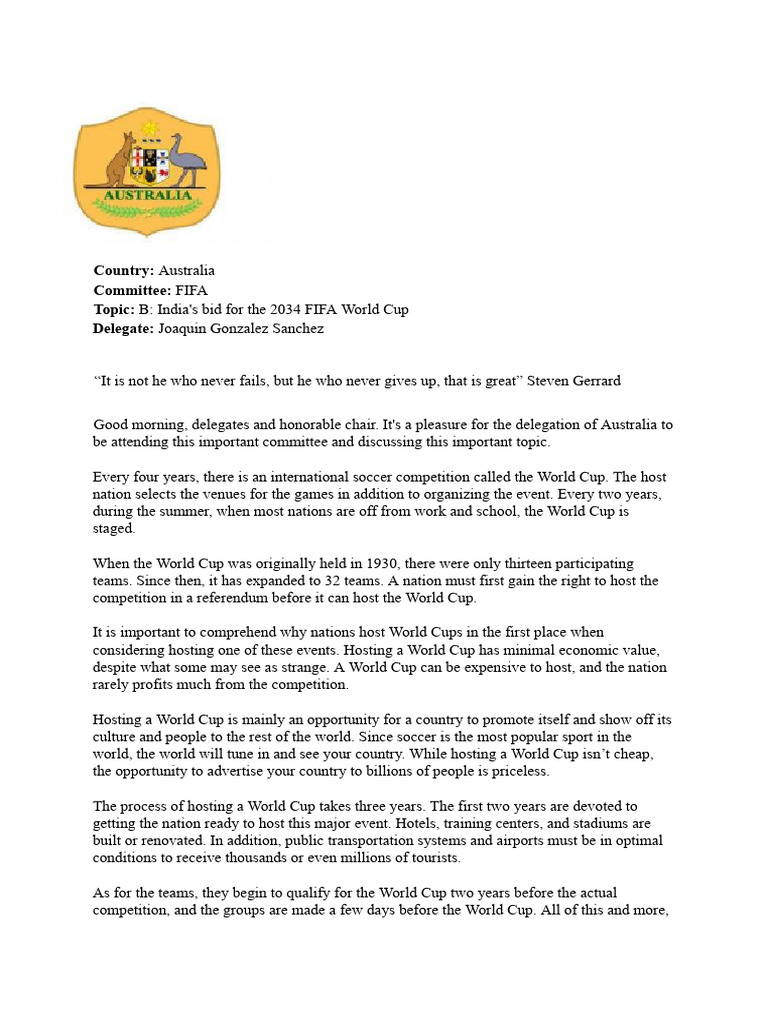 Position Paper 2 Mi Version | PDF | Fifa World Cup