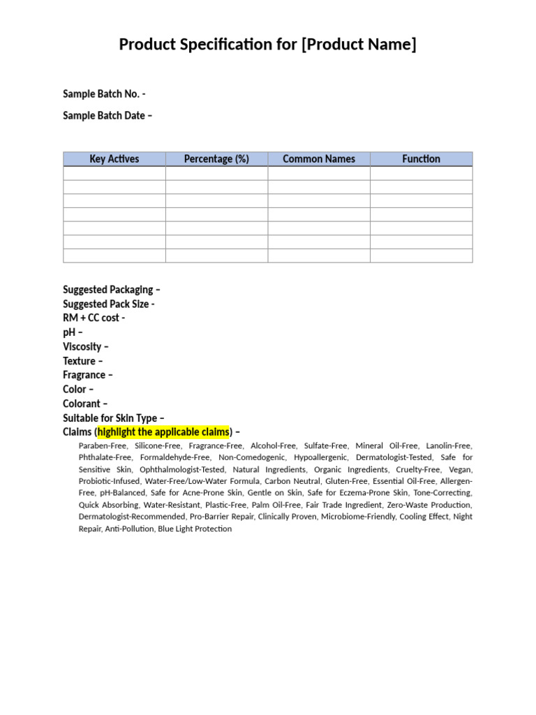 Comprehensive Product Specs Overview | PDF