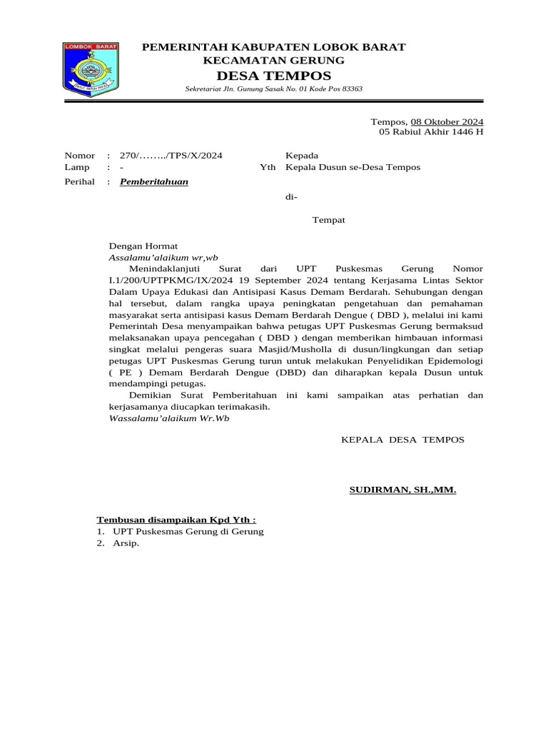 Pemberitahuan DBD 2024 | PDF