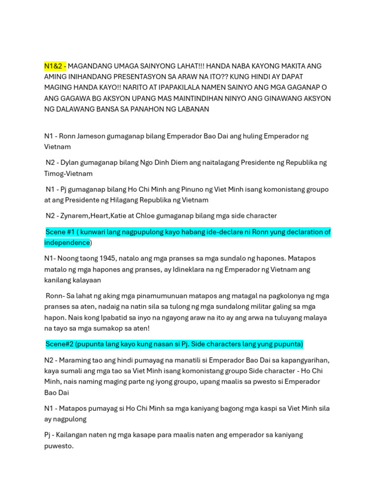 N1&2 - Magandang Umaga Sainyong Lahat | PDF