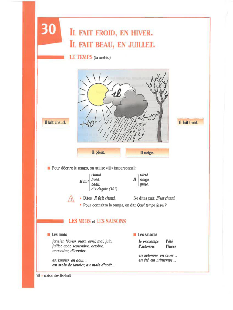 30 - Le Temps, Les Mois, Les Saisons | PDF