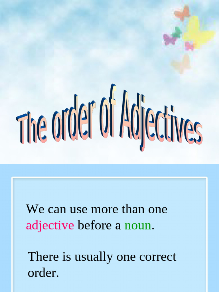 Adjective Order Guide for ESL Learners | PDF | Adjective | Linguistic ...
