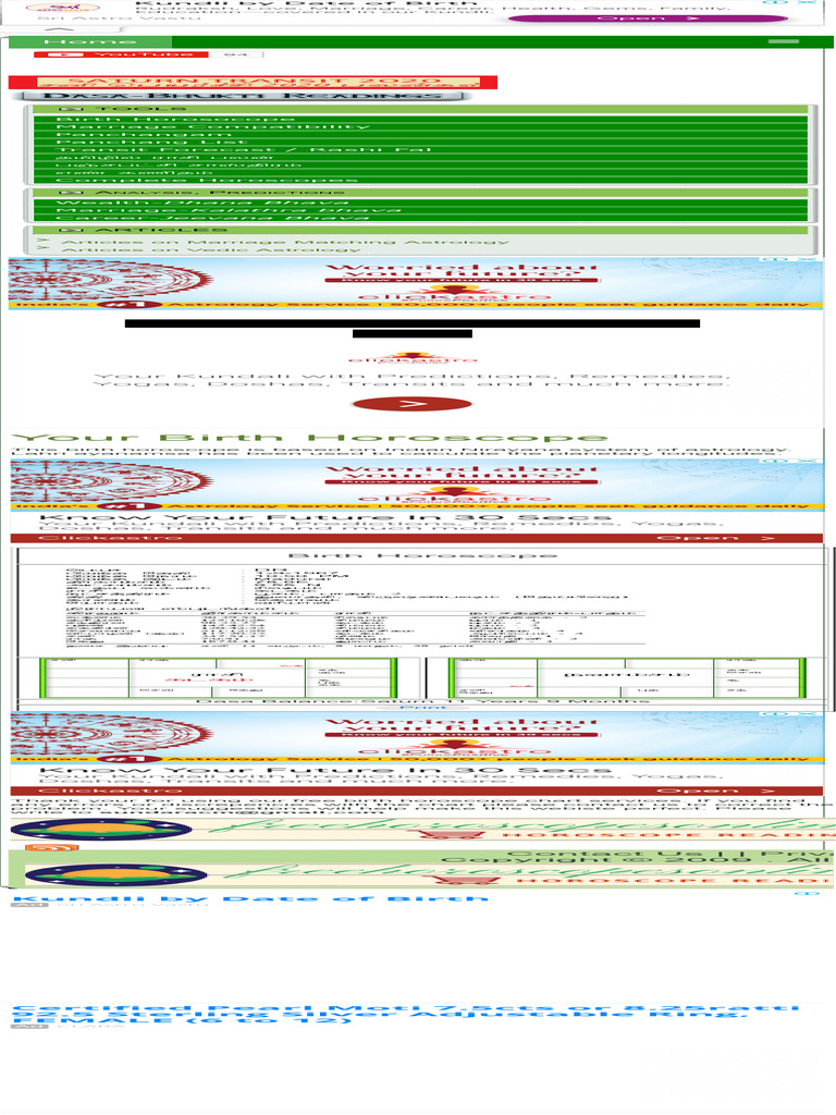 Vedic Horoscope Rashi, Navamsa Kundli in TamilEnglish | PDF