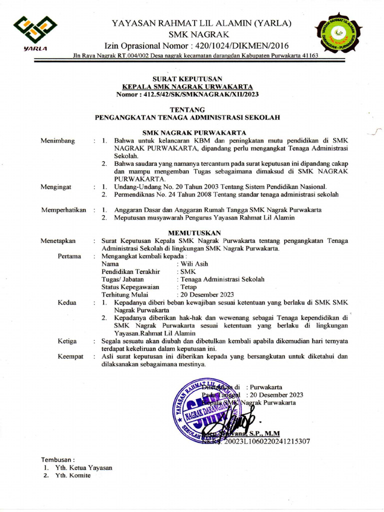 SK TU WILI ASIH | PDF