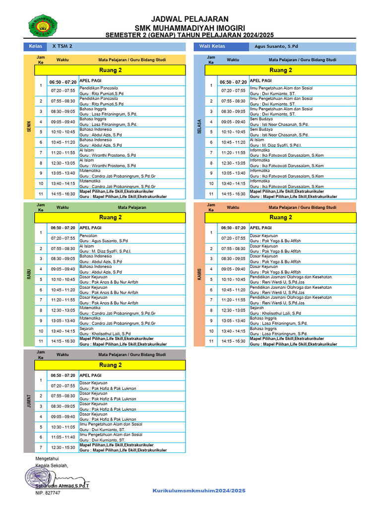 Jadwal_Kelas X TSM 2 | PDF