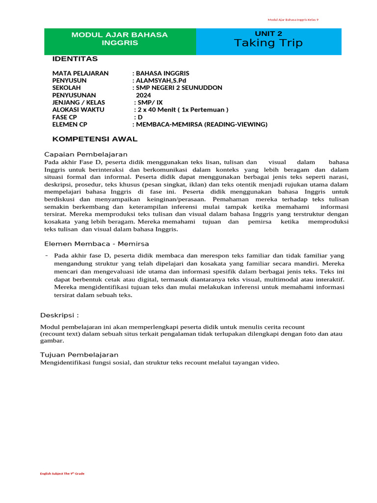 Modul Ajar Pak Alam | PDF