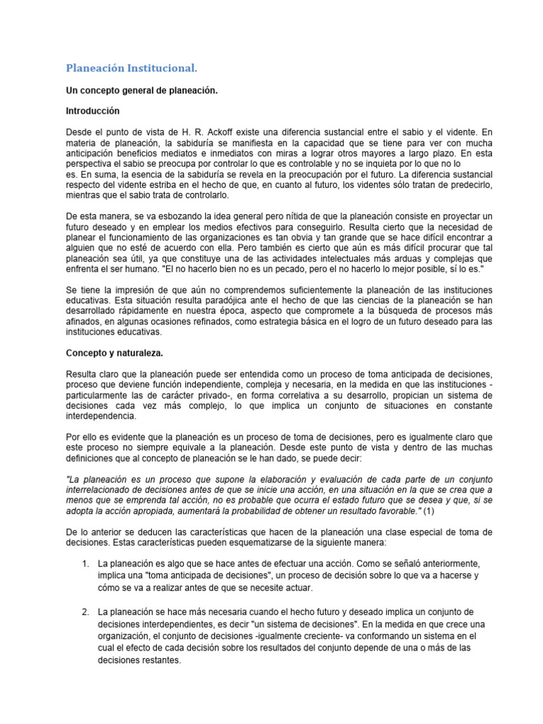 Planeación Estratégica en Instituciones Educativas | PDF ...